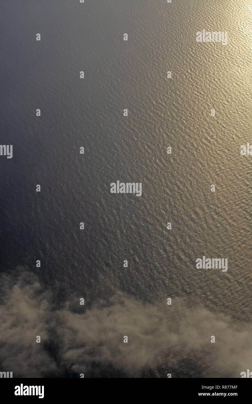 Cloud and water ripple surface aerial view Mediterranean in Mallorca ...