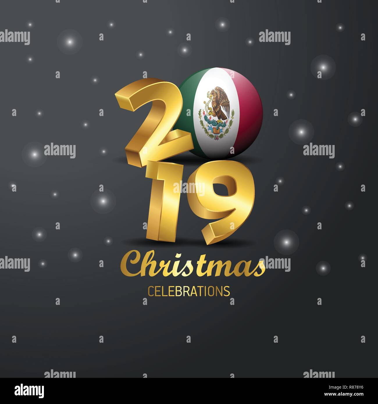 Mexico Flag 2019 Merry Christmas Typography. New Year Abstract ...