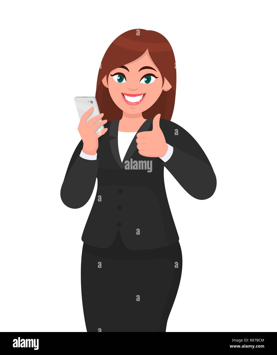 Smile girl using phone Stock Vector Images - Alamy