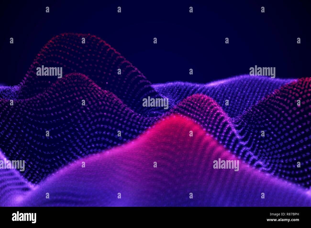 Blue digital wireframe landscape grid Stock Vector Images - Alamy