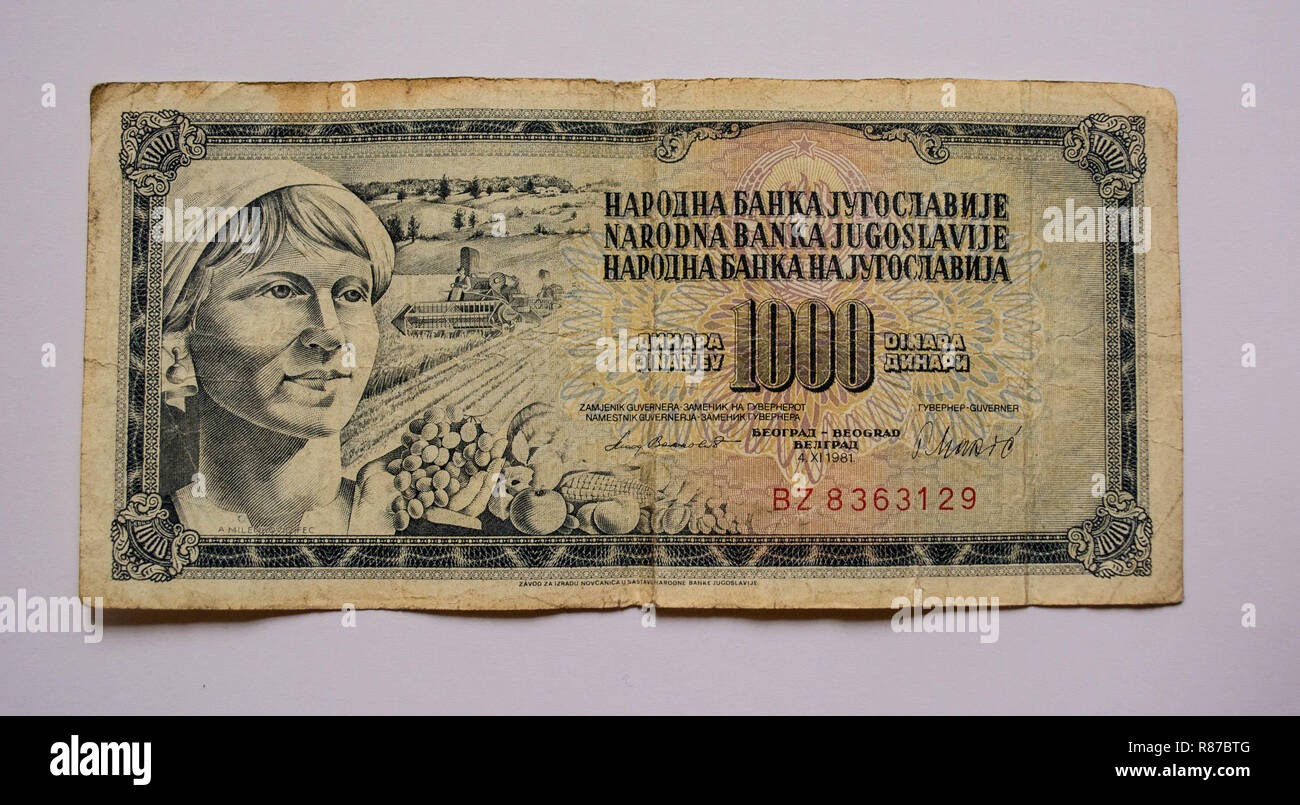 Old Yugoslavian banknotes Stock Photo - Alamy