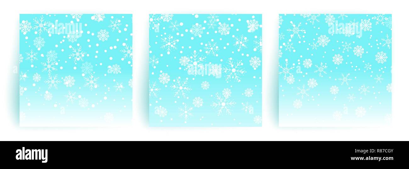 Snow background. Set of Christmas Greeting card design template for ...