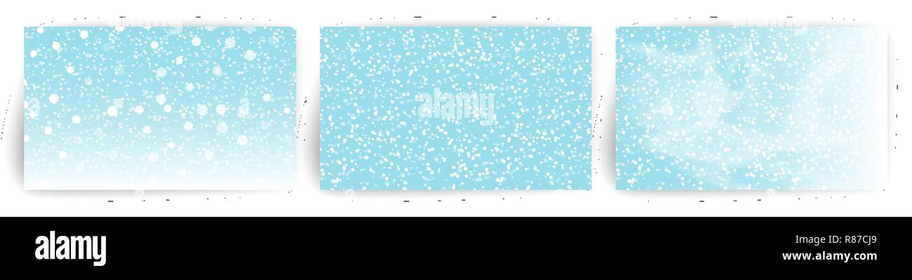 Snow background. Set of Christmas Greeting card design template for ...