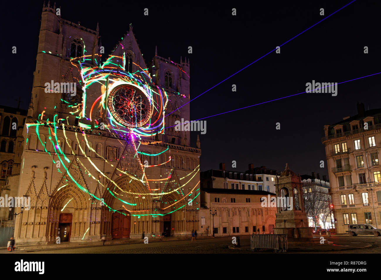 LYON, FRANCE, December 4, 2018 : Festival of the lights in Lyon. For 4 ...