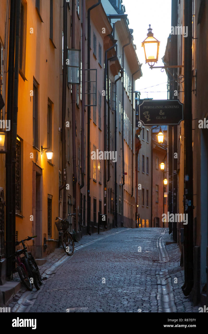 Gamla Stan at night, Stockholm, Sweden Stock Photo - Alamy