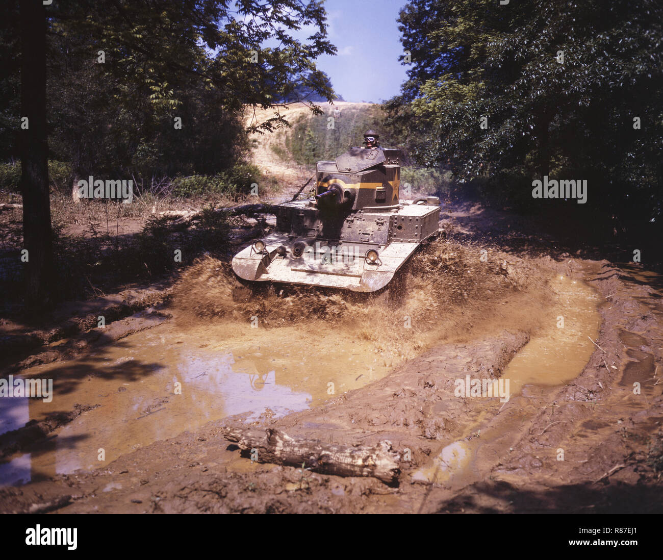 Light Tank Going Through Water Obstacle, Fort Knox, Kentucky, USA ...