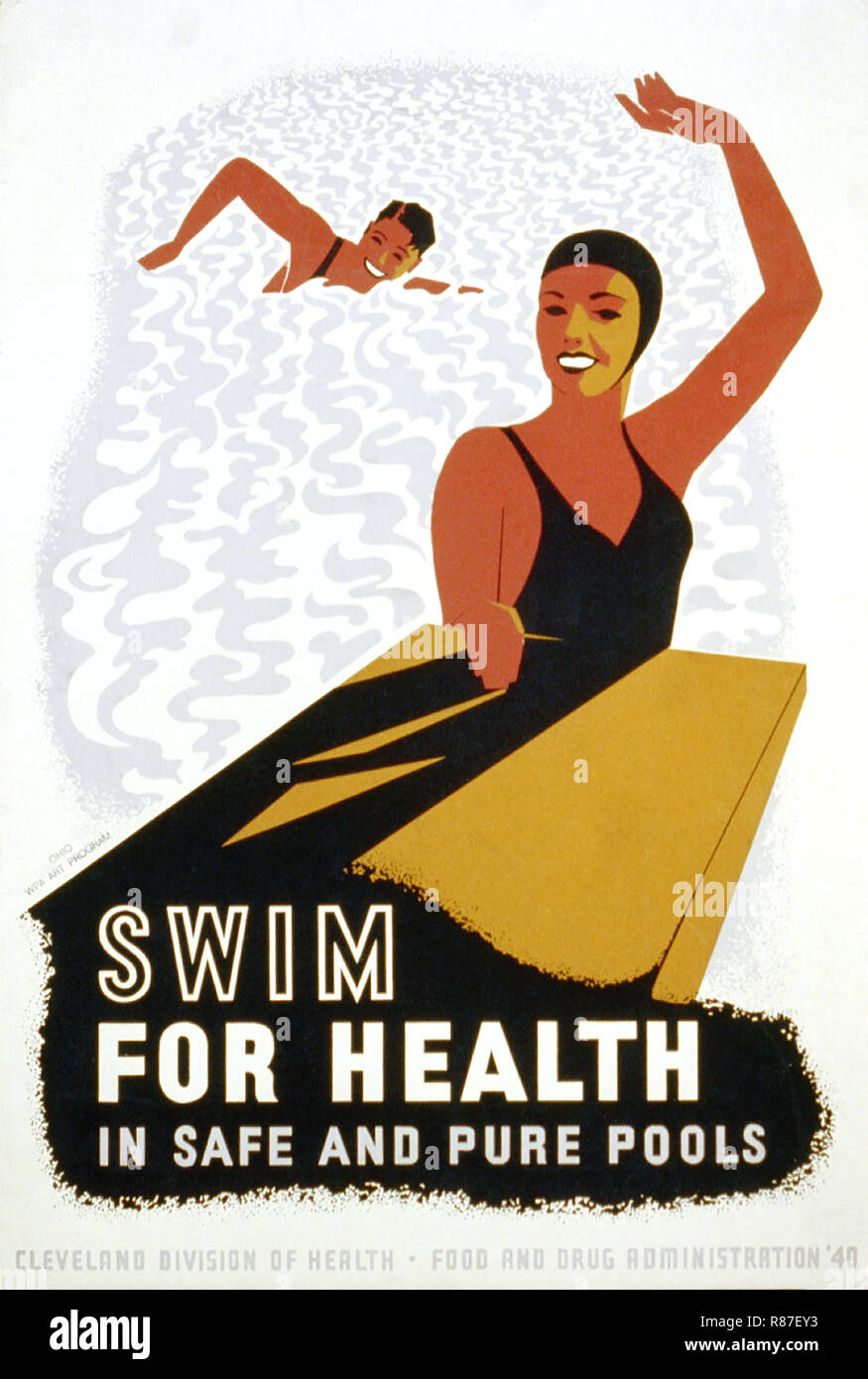 Work Projects Administration Poster Promoting Swimming as Healthy ...