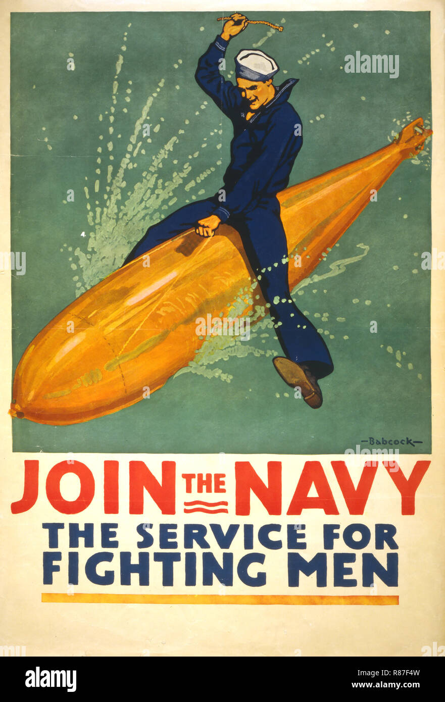 World War I Poster, "Join the Navy, The Service for Fighting Men ...