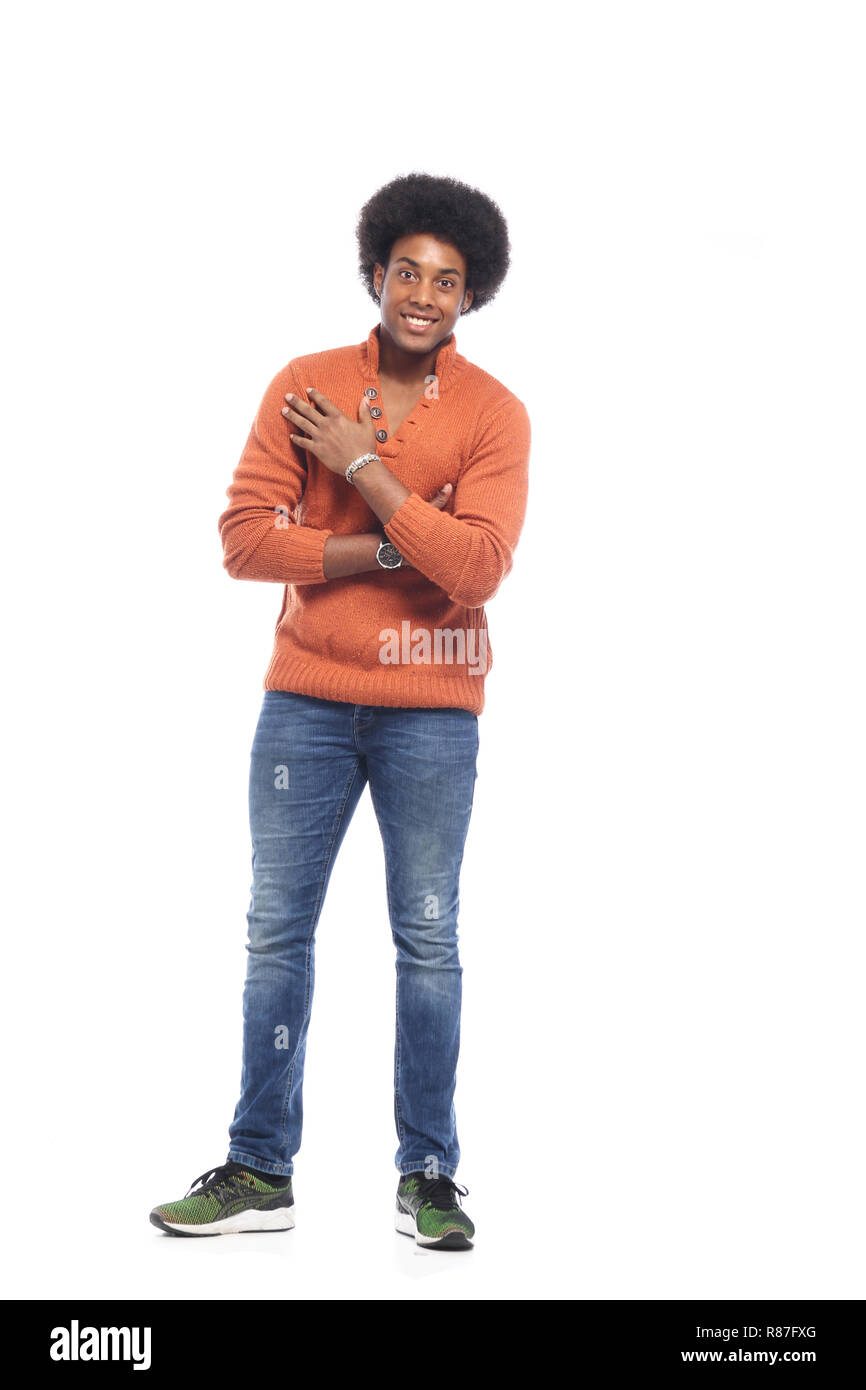 Beautiful man in front of a white background Stock Photo - Alamy