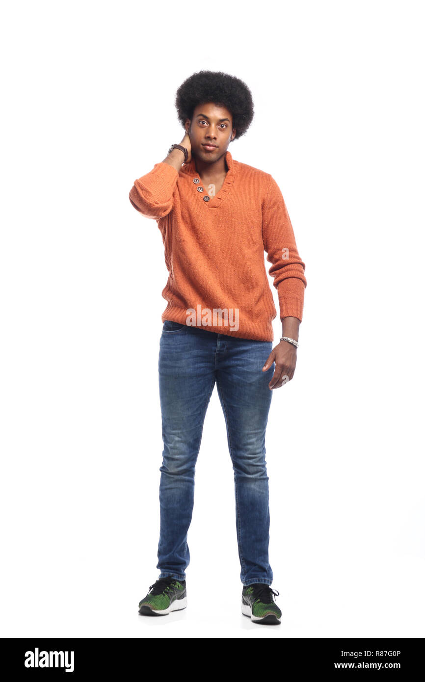 Beautiful man in front of a white background Stock Photo - Alamy