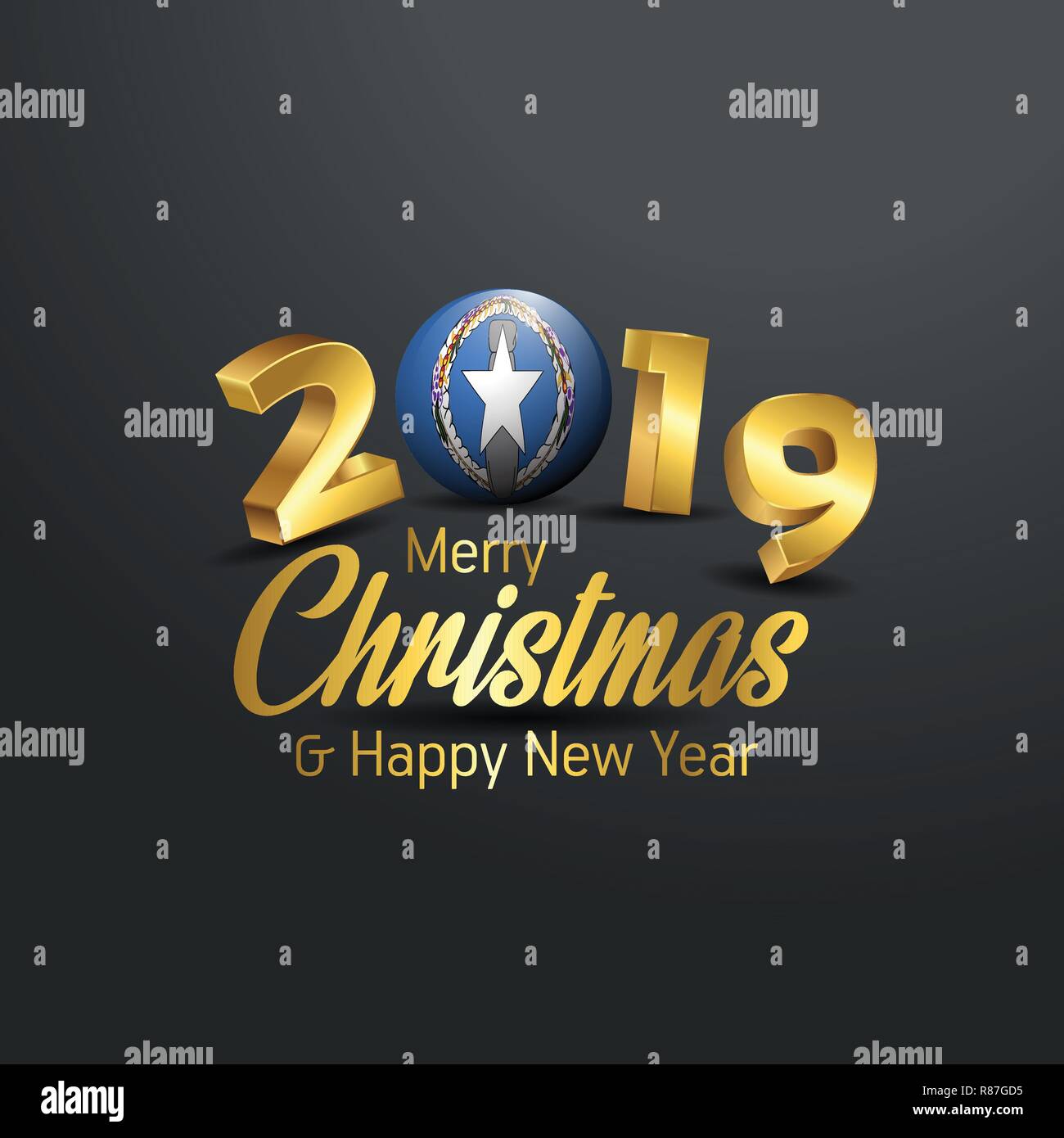 Northern Mariana Islands Flag 2019 Merry Christmas Typography. New Year ...