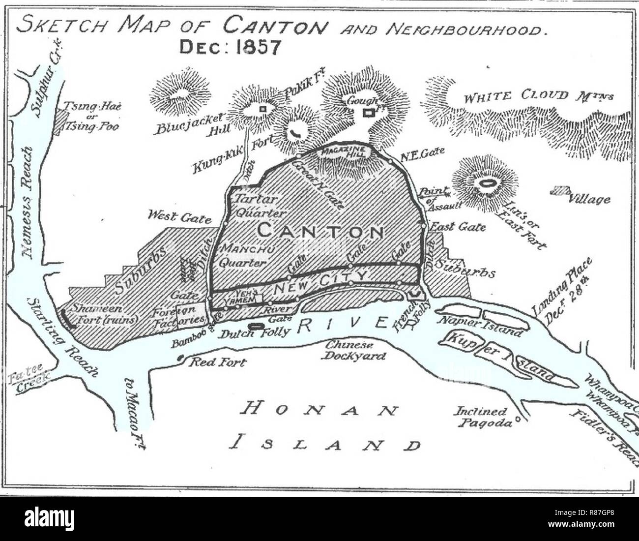 Canton map 1857 Stock Photo - Alamy