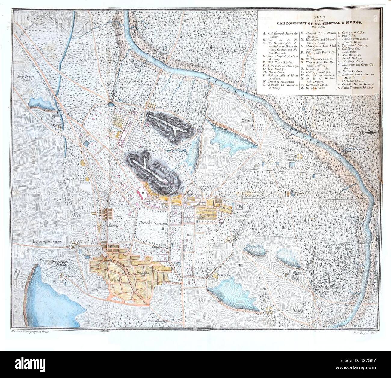Cantonment St. Thomas Mount 1843 Stock Photo - Alamy