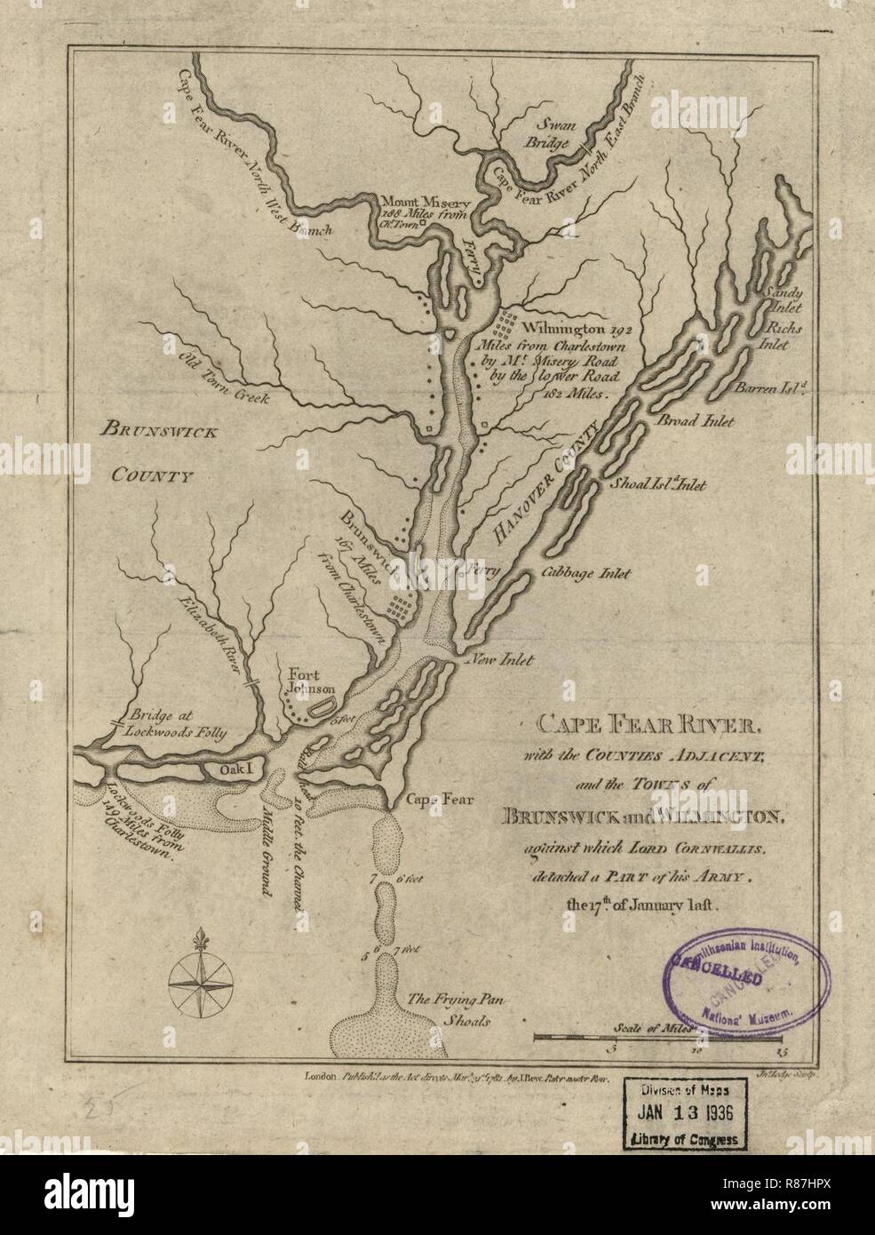 Cape Fear River, with the counties adjacent, and the towns of Brunswick ...