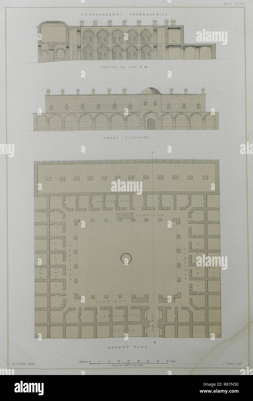 Caravanserai, Thessalonica - Texier Charles - 1864 Stock Photo - Alamy