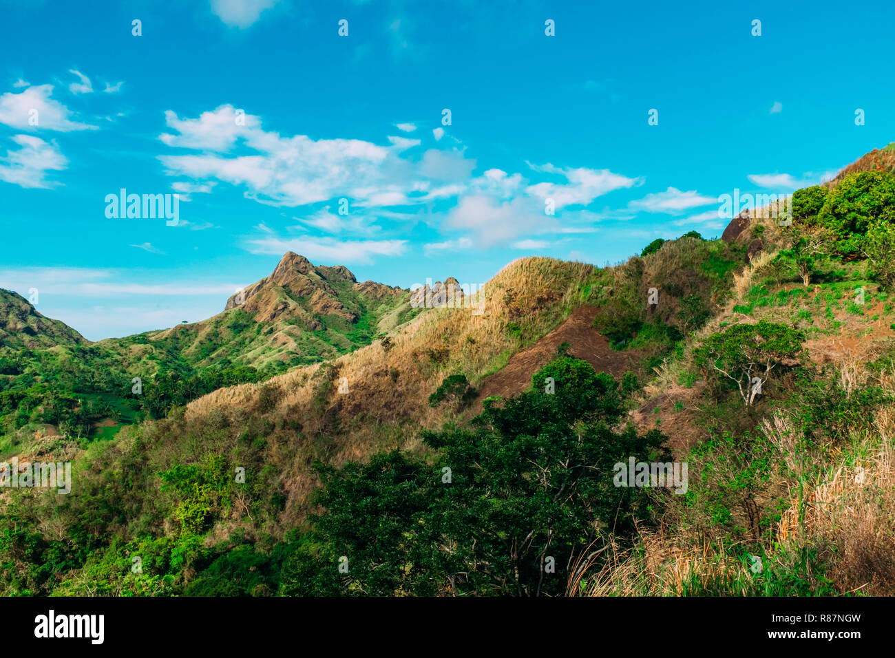 A hiking trail of Mount Batulao in the province of Batangas ...