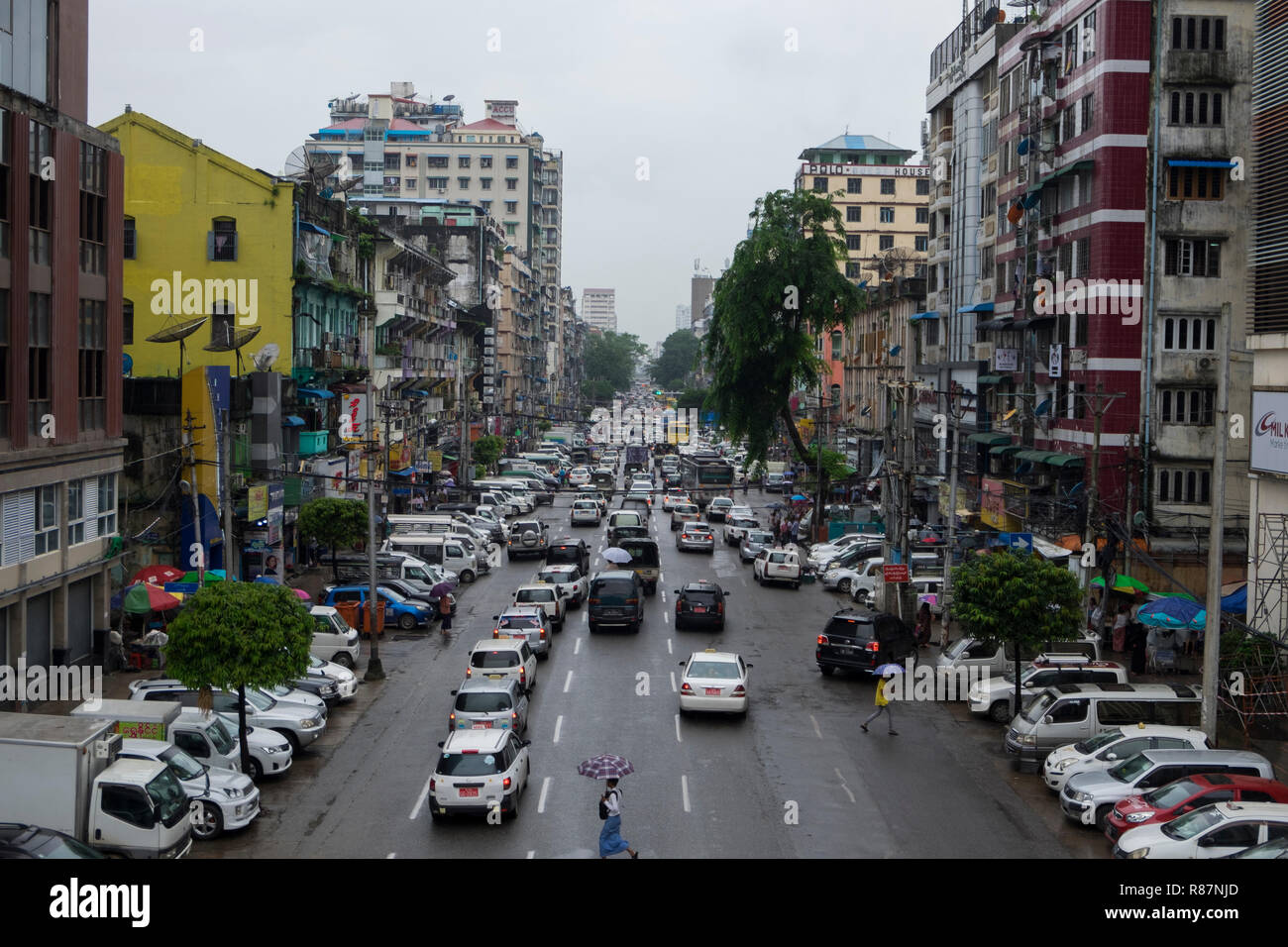 Urban street view in Yangon, Myanmar Stock Photo - Alamy