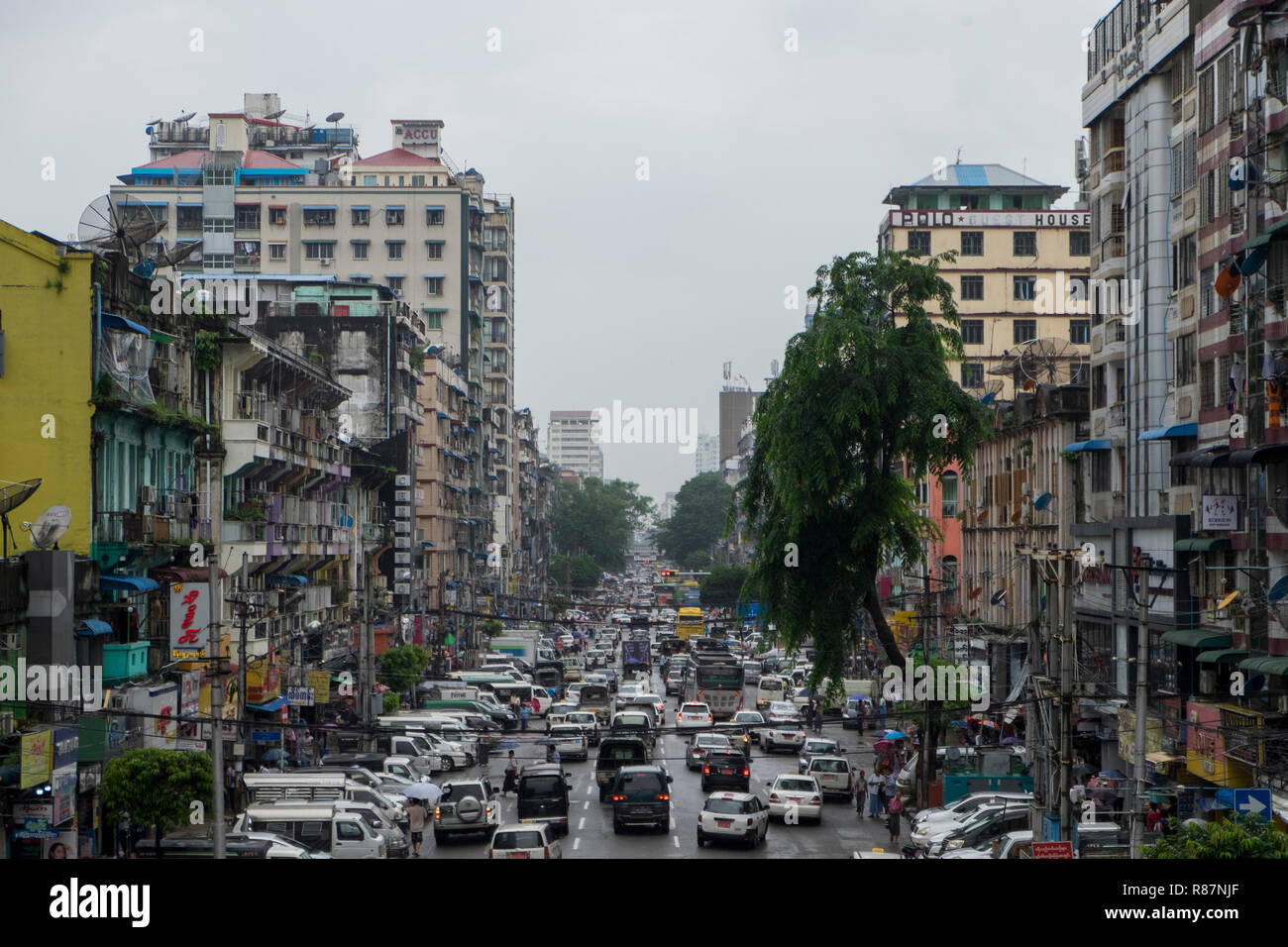 Urban street view in Yangon, Myanmar Stock Photo - Alamy