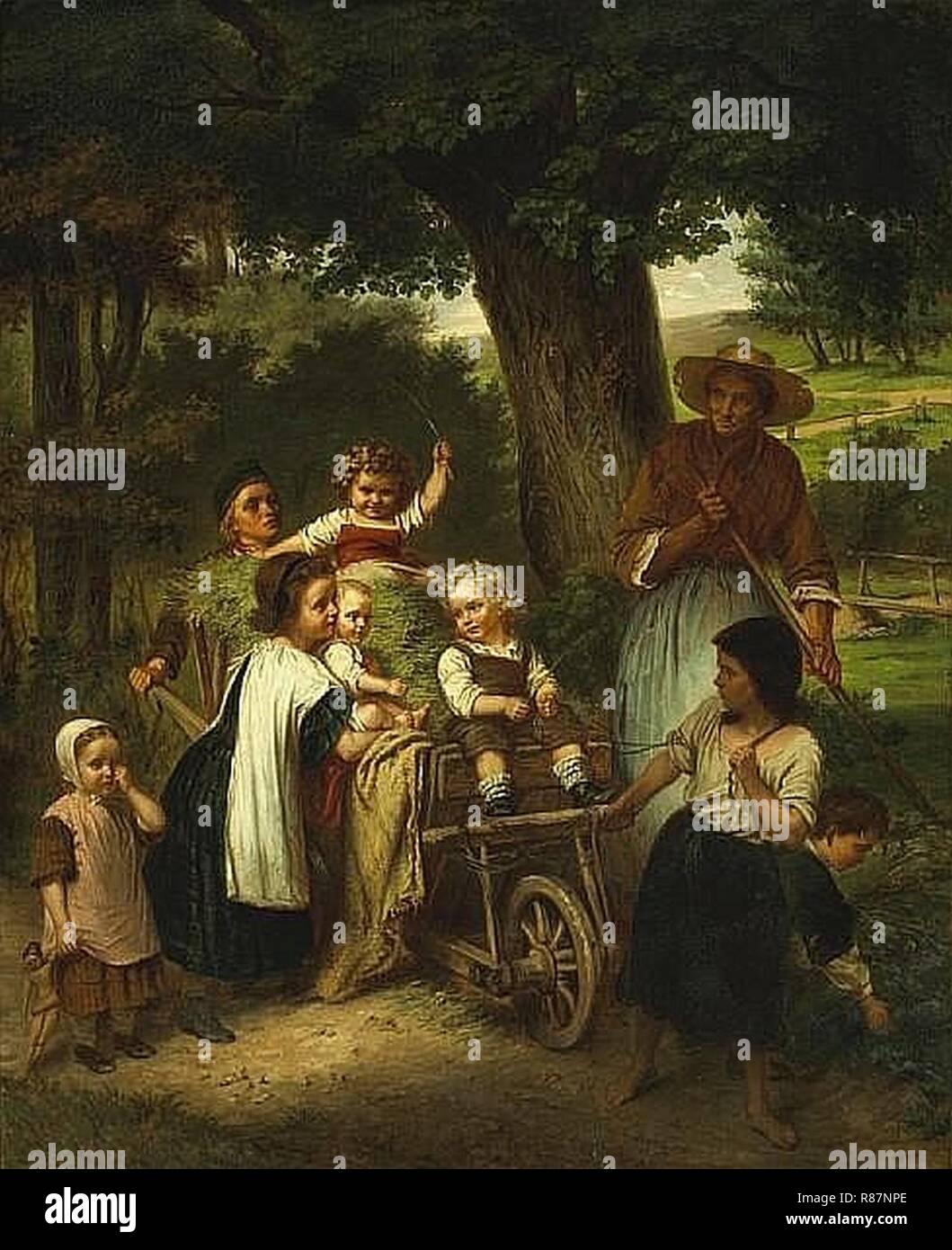 Carl Ebert - Kinder spielen in einem Heuwagen Stock Photo - Alamy