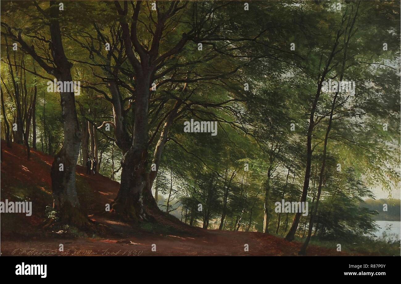 Carl Frederik Aagaard - Forest scene from Sorø, Denmark (1880 Stock ...