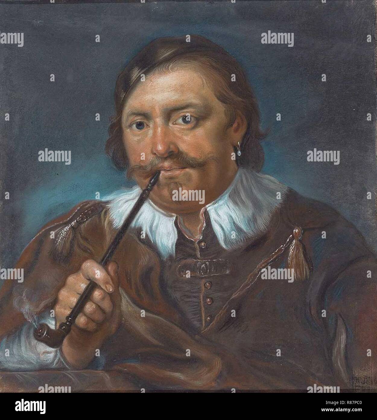 Carl Frister Portrait eines Musketiers mit Pfeife Stock Photo - Alamy