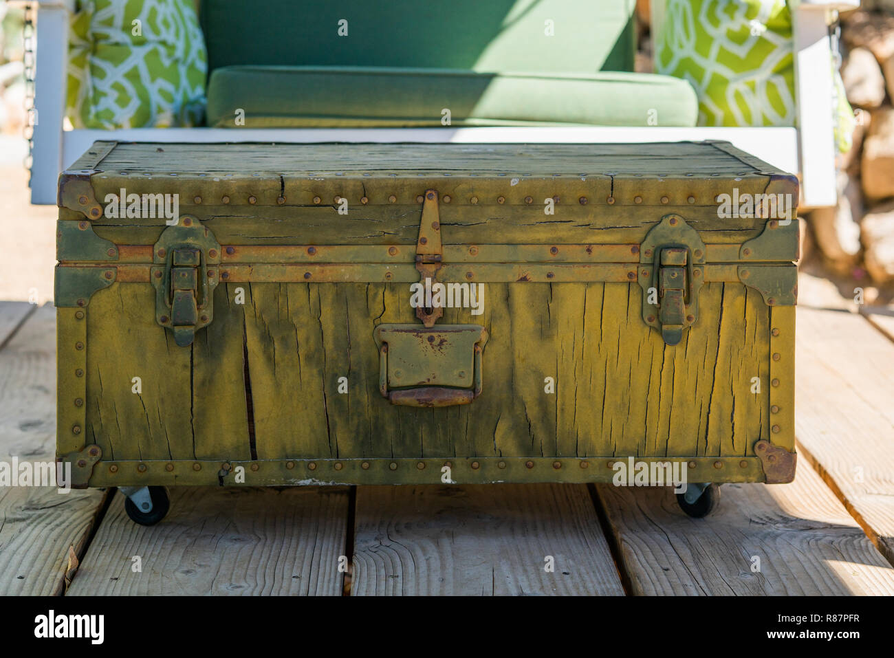 Green rusty chest Stock Photo - Alamy