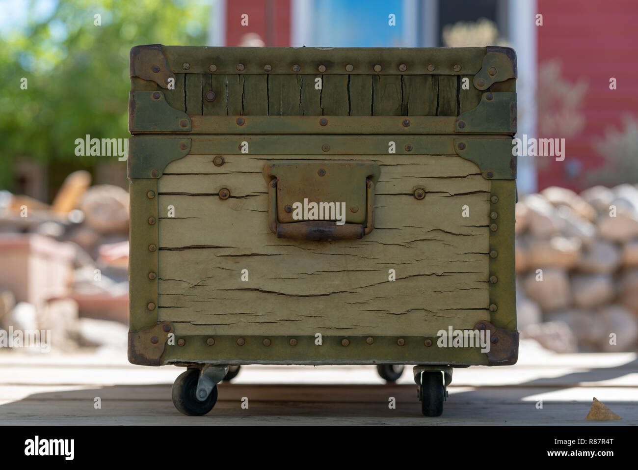 Green rusty chest Stock Photo - Alamy