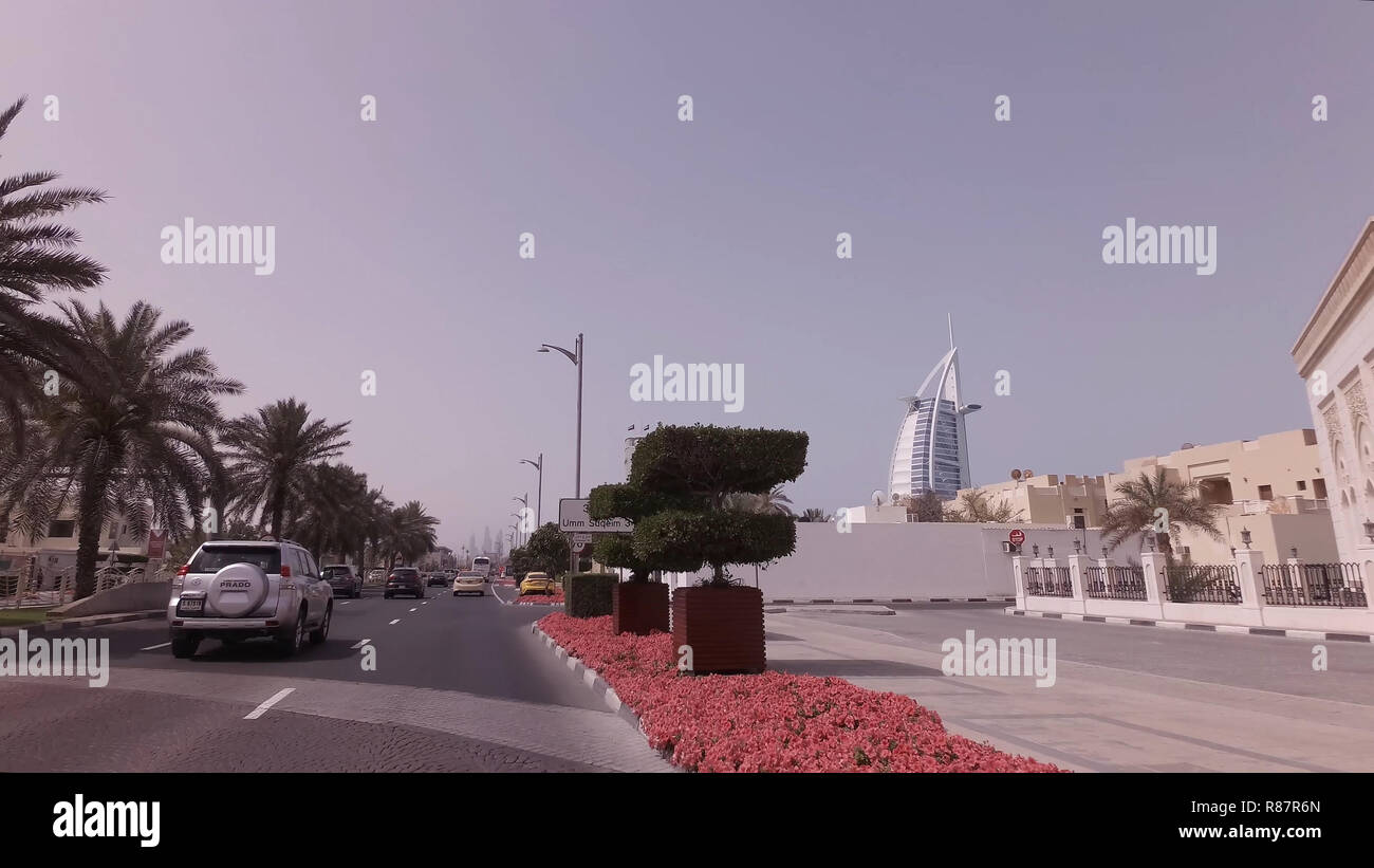 Car trip on elite area Jumeirah in Dubai Stock Photo - Alamy