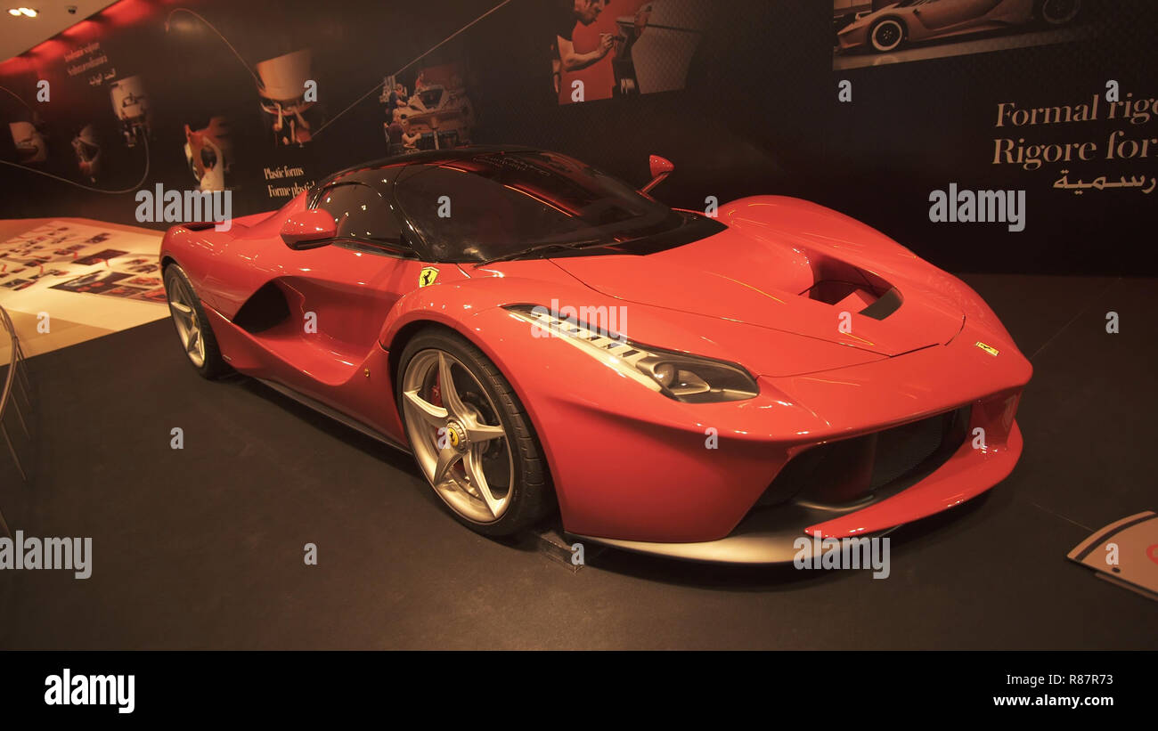 Exhibition car in a theme park Ferrari World Abu Dhabi Stock Photo - Alamy