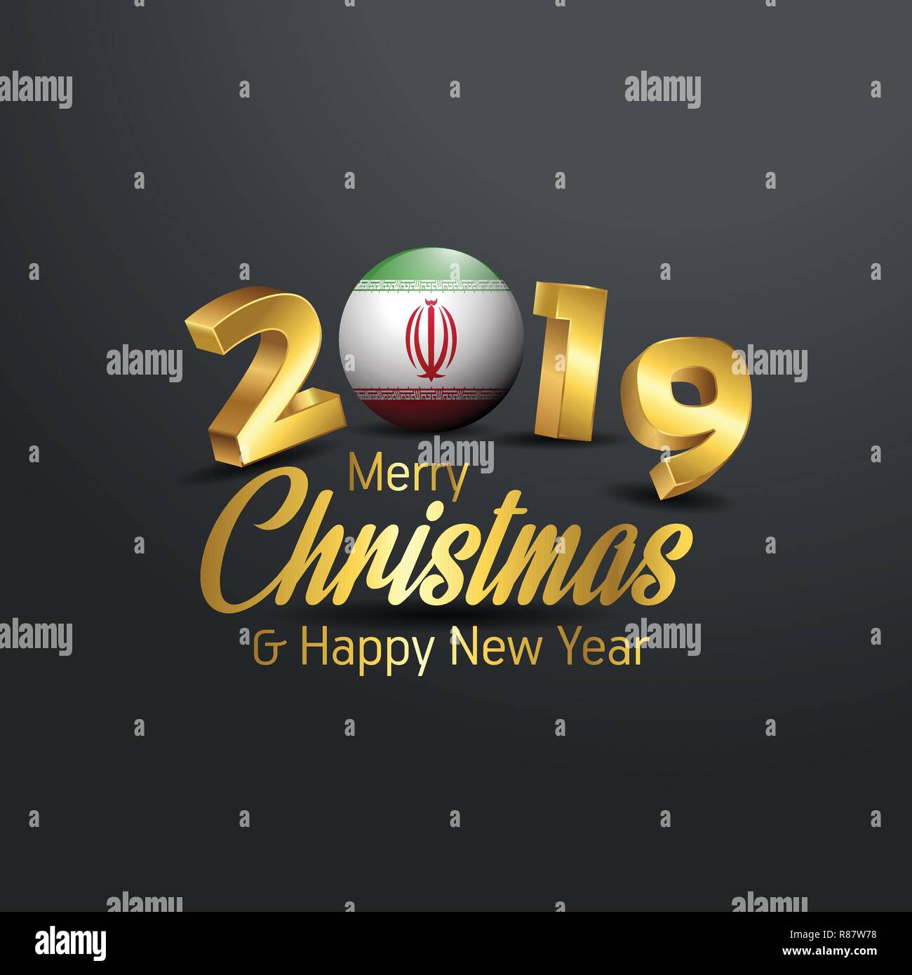 Iran Flag 2019 Merry Christmas Typography. New Year Abstract ...