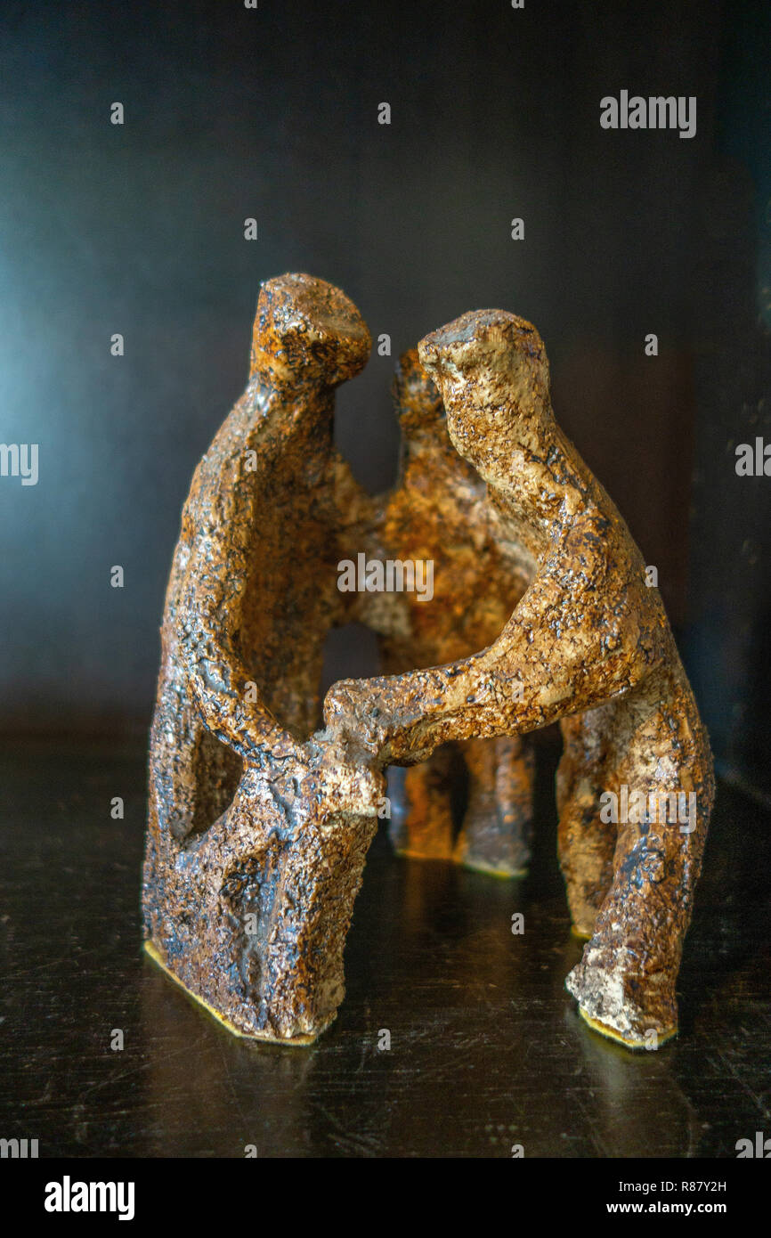 A Contemporary Ceramic Sculpture of three men and a dog, circa 1988 by ...