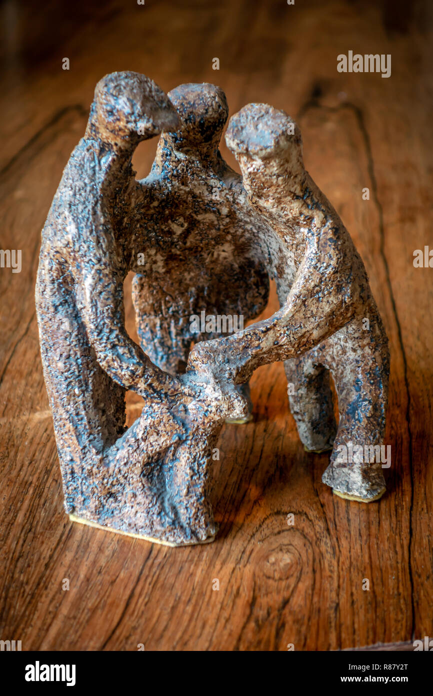 A Contemporary Ceramic Sculpture of three men and a dog, circa 1988 by ...