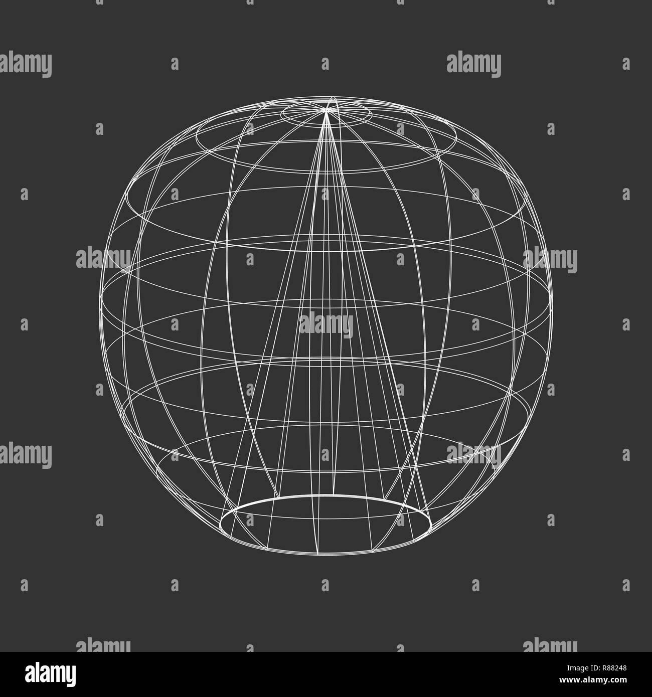 Outline vector sphere illustration on the black background Stock Vector ...