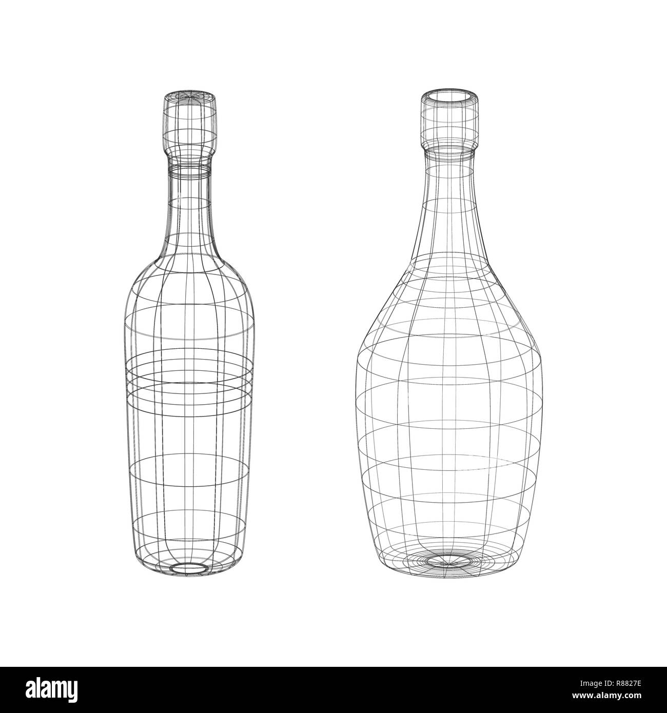 Outline vector alcohol bottles on the white background Stock Vector ...