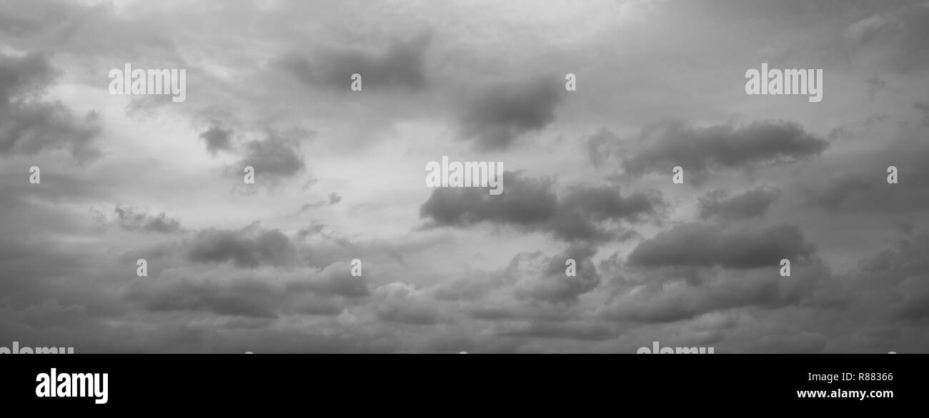 Panorama of beautiful thunder clouds. Grey overcast dramatic sky Stock ...
