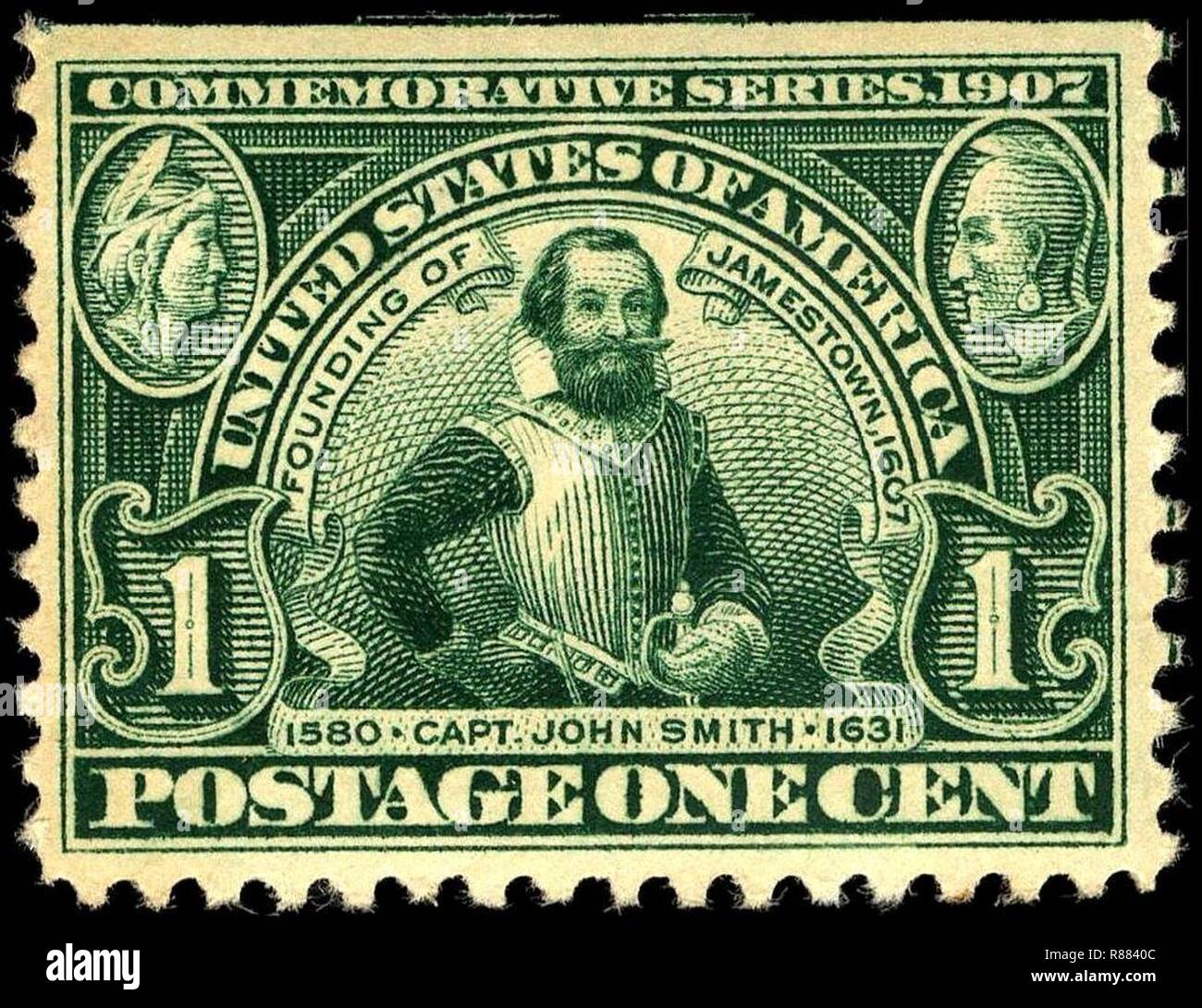 Captain John Smith 1c 1907 issue Stock Photo - Alamy