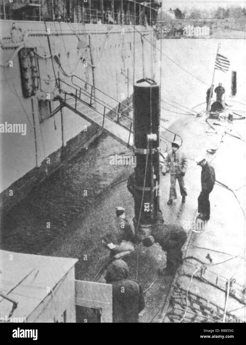 CAPTOR mine being loaded aboard sub Stock Photo - Alamy