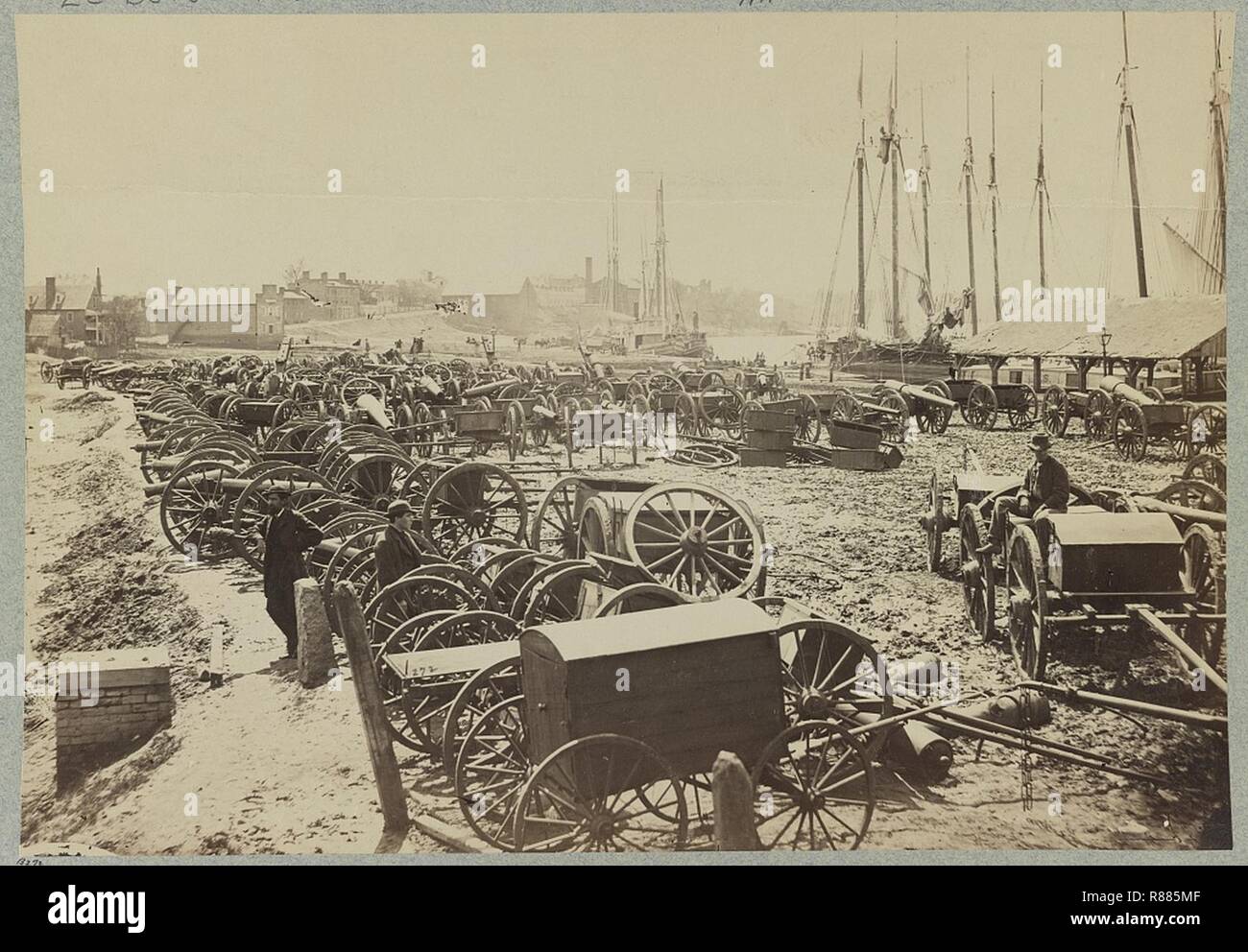 Captured Confederate artillery, on the docks at Richmond, Va., April ...