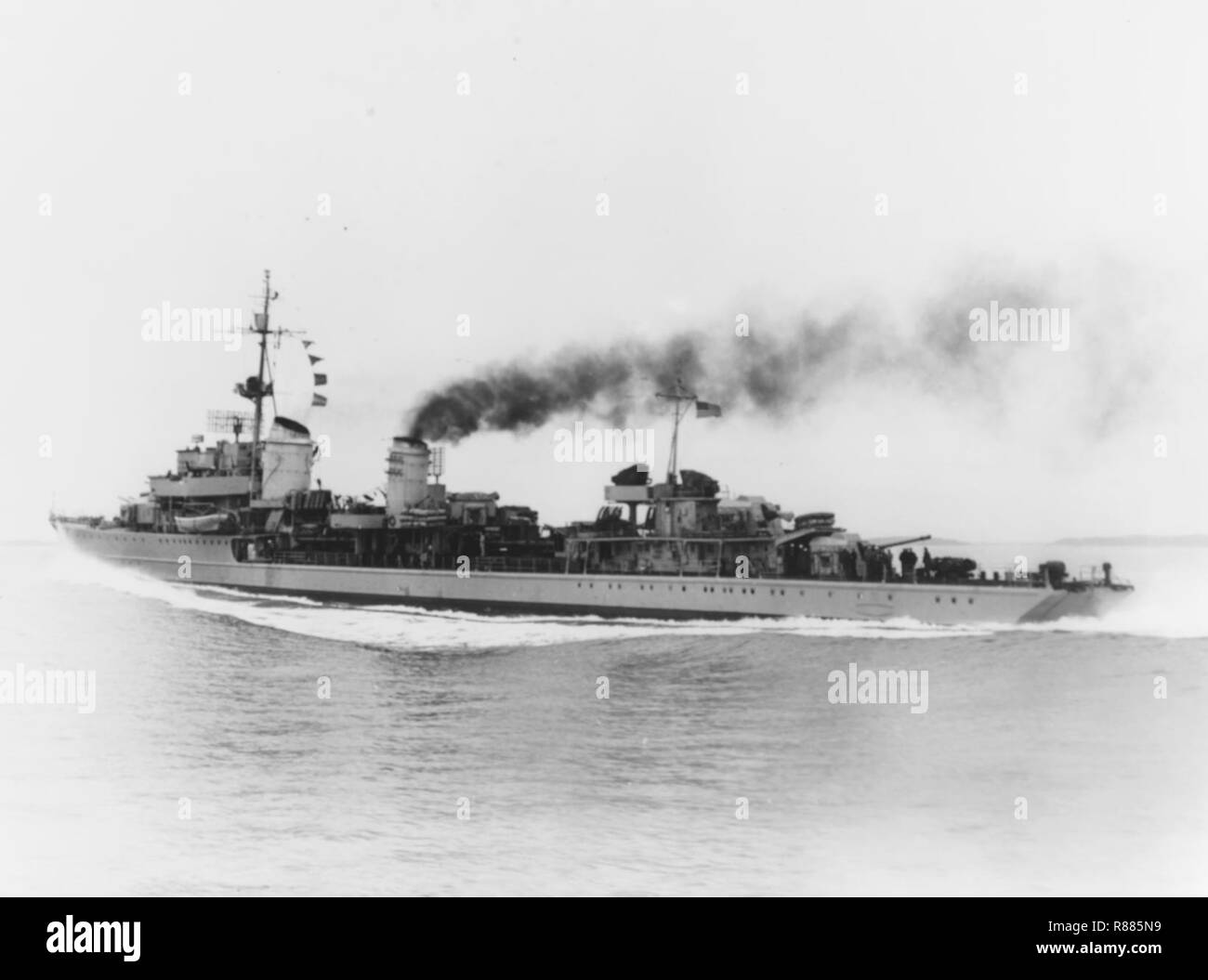 Captured German destroyer Z39 underway off Boston in August 1945 Stock ...