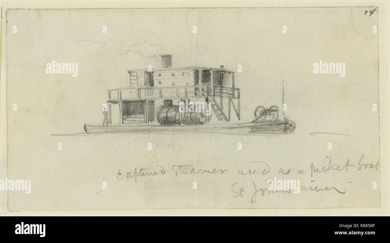 Captured steamer used as a picket boat St. Johns River Stock Photo - Alamy