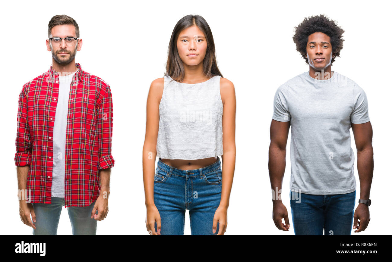 Collage of group of Chinese, african american, hispanic people over ...
