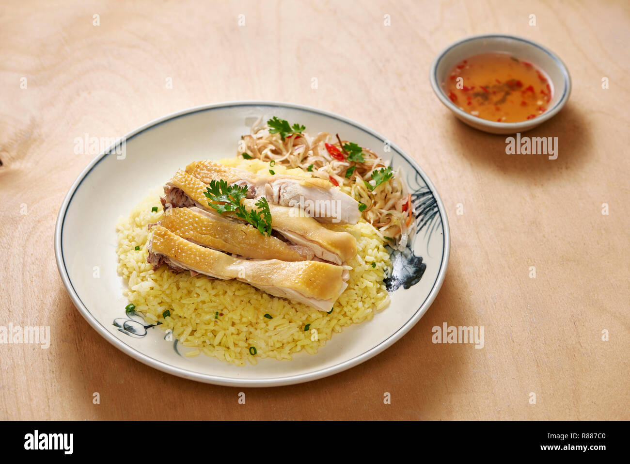 Hoi An chicken rice , Vietnam gourmet steamed chicken with rice Stock ...