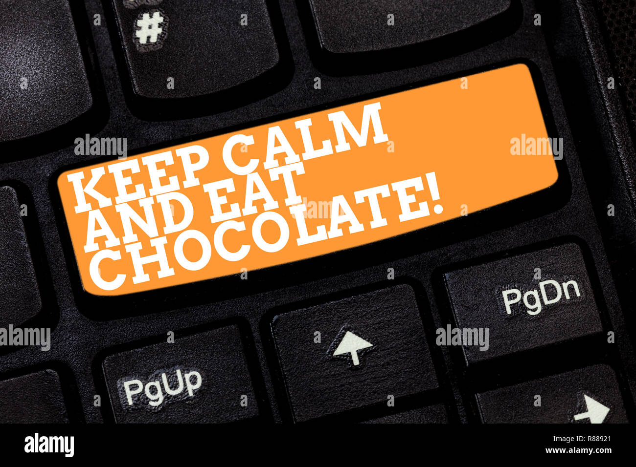 Writing note showing Keep Calm And Eat Chocolate. Business photo ...