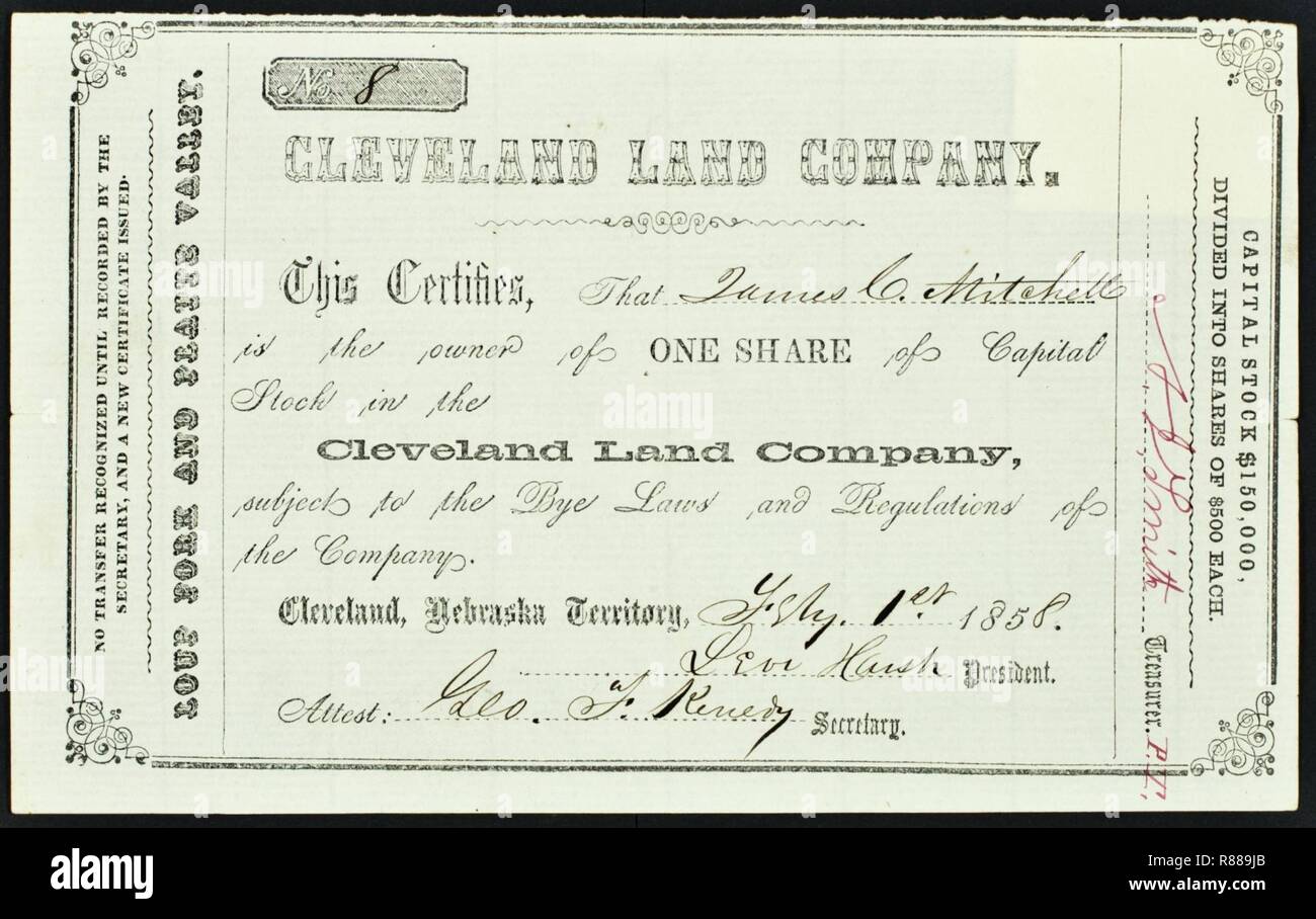 Capital stock certificate Stock Photo - Alamy