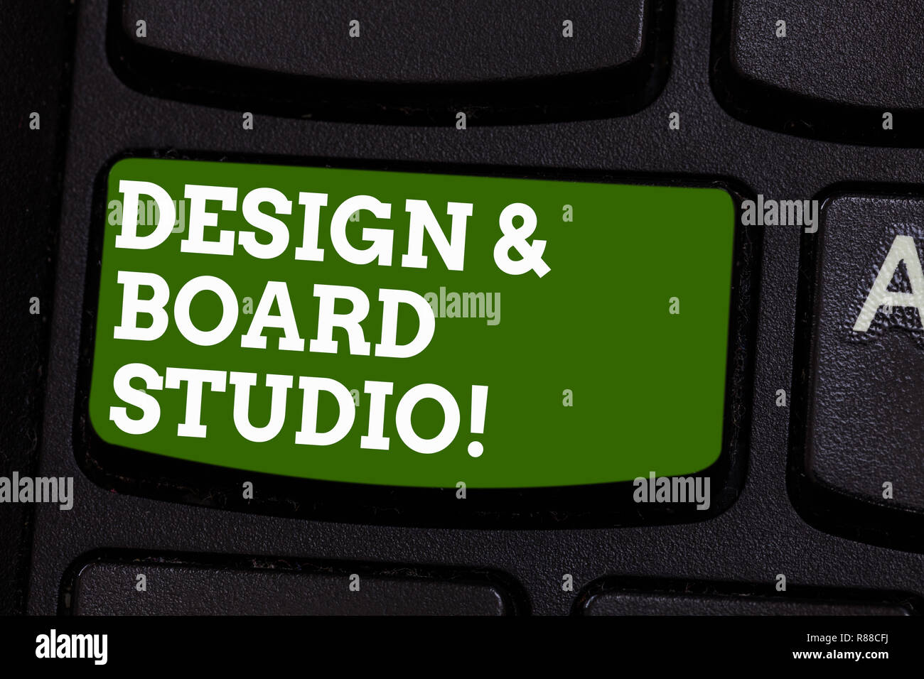 Writing note showing Design And Board Studio. Business photo showcasing ...