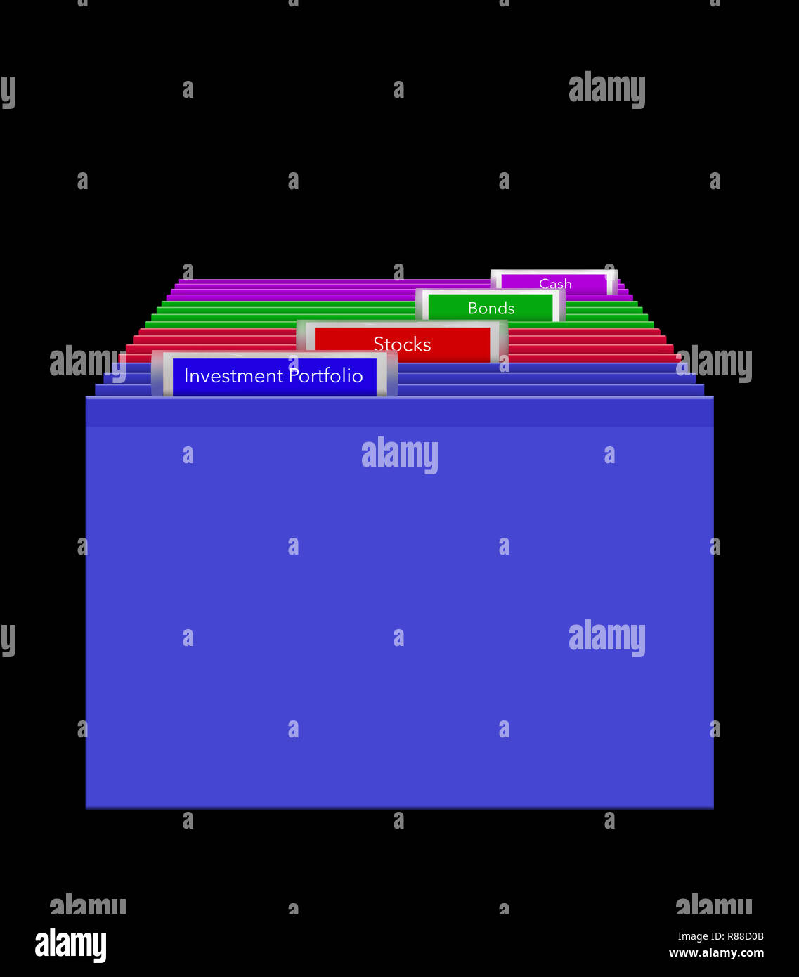 Colorful file folders with labels show a person's record keeping ...
