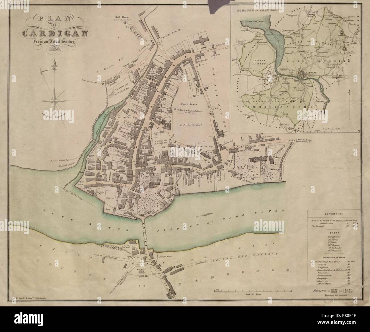 Cardigan town map 4669579 Stock Photo - Alamy