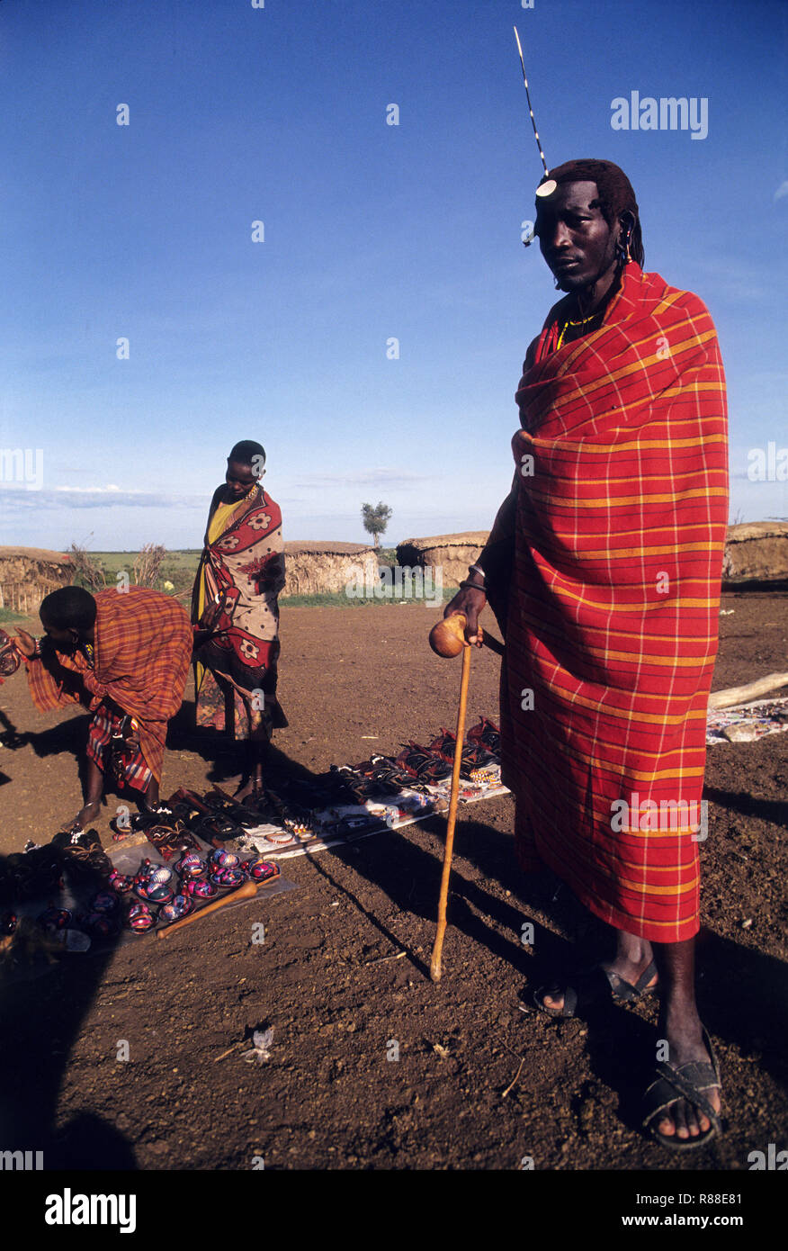 Masais on a manyatta near Sekeneni Gate, Masai Mara Game Reserve, Kenya ...