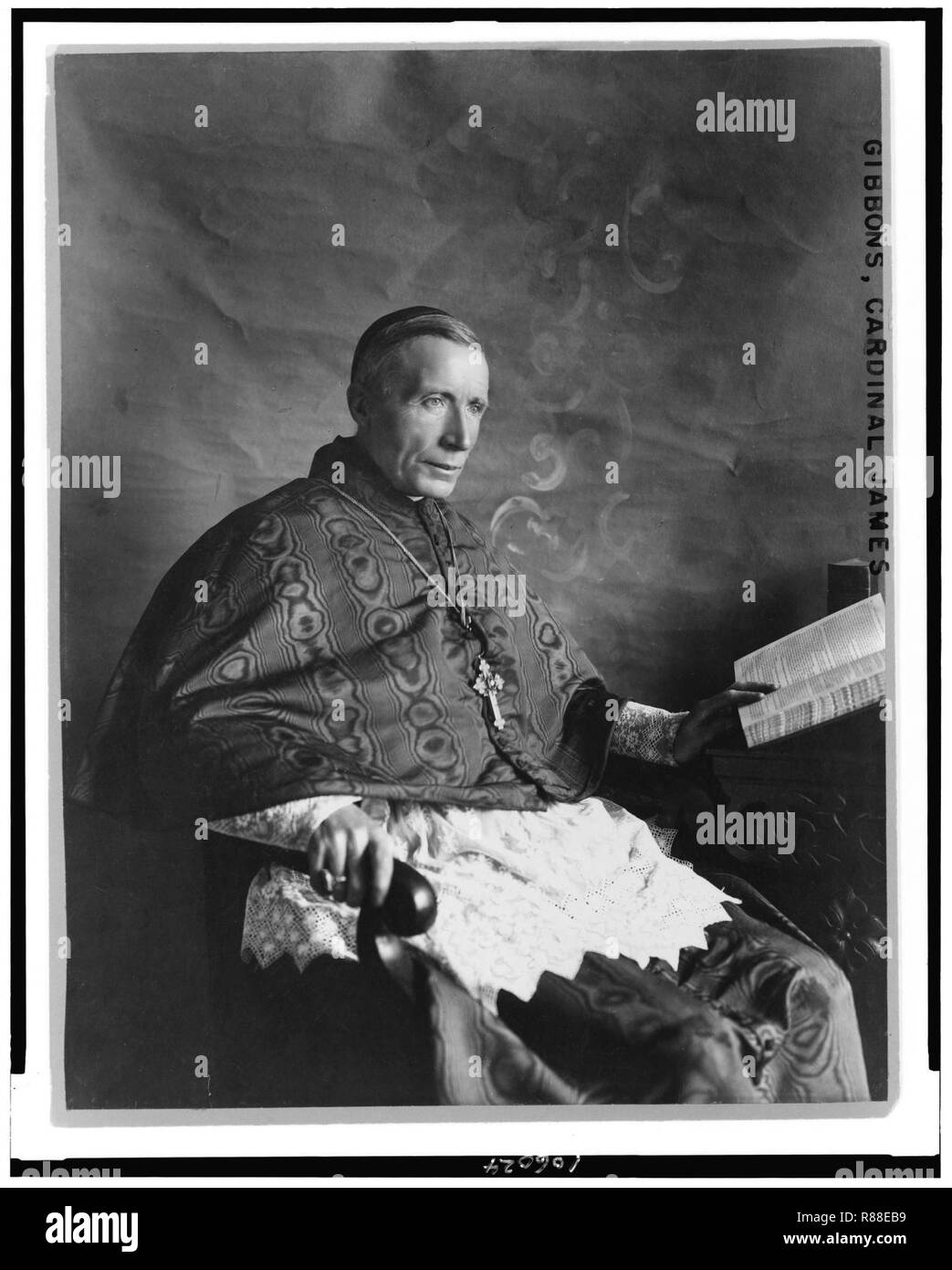 Cardinal James Gibbons, three-quarter length portrait, seated, facing ...
