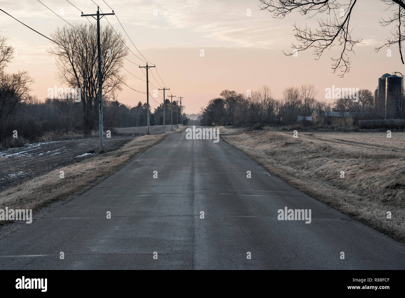 Wisconsin back roads with dairy farm and silos Stock Photo - Alamy
